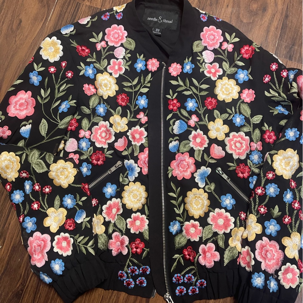 Needle & Thread Flower Embroidered Jacket Coat Multi … - Gem
